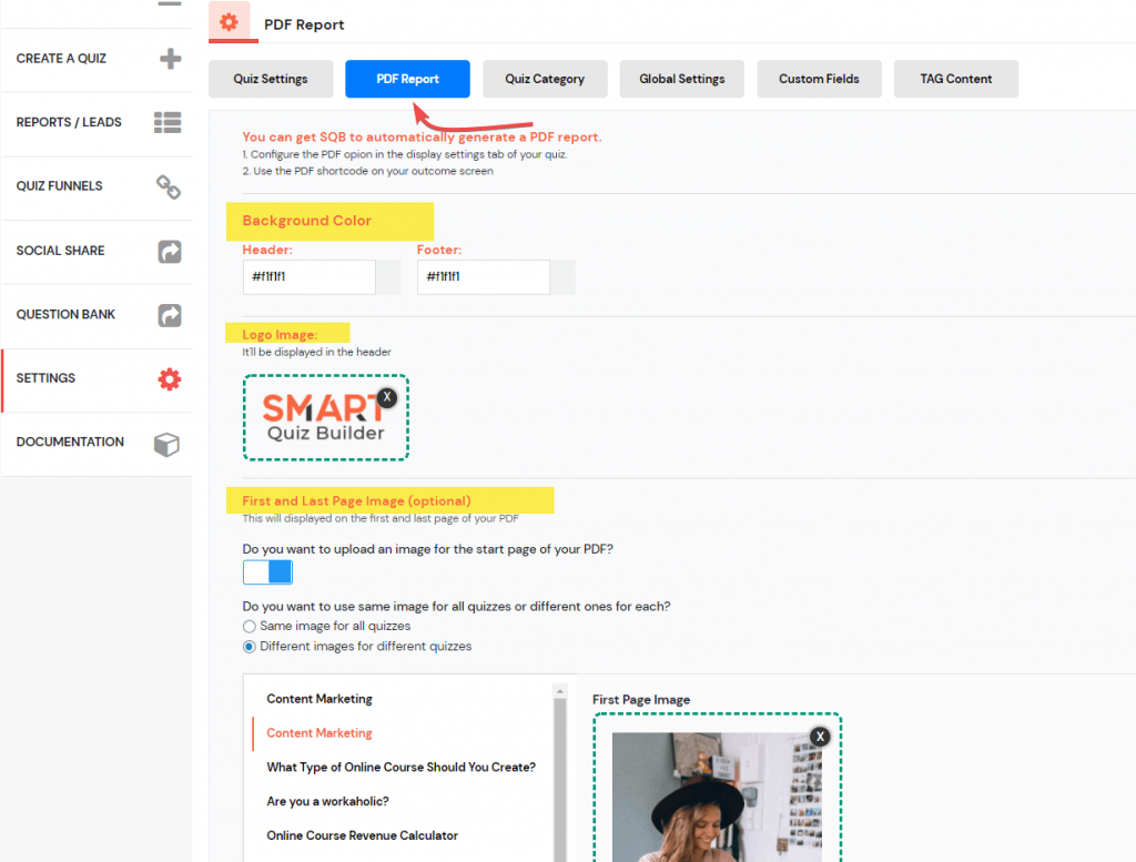 Auto-Generate Personalized PDF Report for Quiz Outcomes - using Smart Quiz Builder